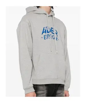 ADER ERROR Distressed Logo Hoodie - Grey