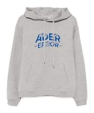 ADER ERROR Distressed Logo Hoodie - Grey
