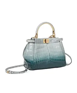 Fendi Peekaboo Croc Effect Bag - Gradient Green