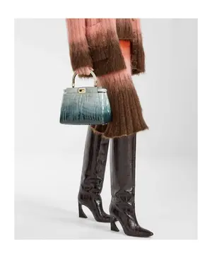 Fendi Peekaboo Croc Effect Bag - Gradient Green