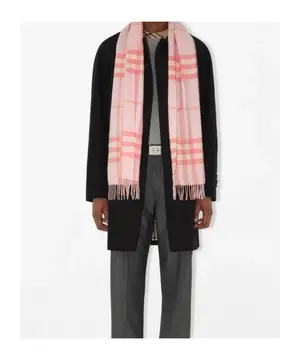 Burberry Checked Fringed-edge Scarf - Sugar