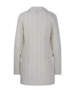 Max Mara Double-breasted Blazer With Rib Knitted Long Sleeves - White