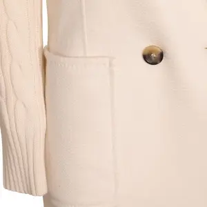 Max Mara Double-breasted Blazer With Rib Knitted Long Sleeves - White