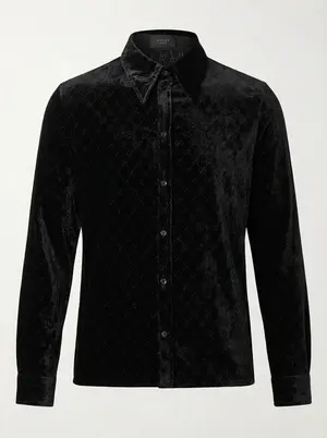 Gucci Stretch Gg Velvet Devoré Shirt - Black