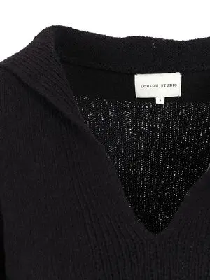LOULOU STUDIO Ribbed Bouclette Knit Sailor Collar Pullover