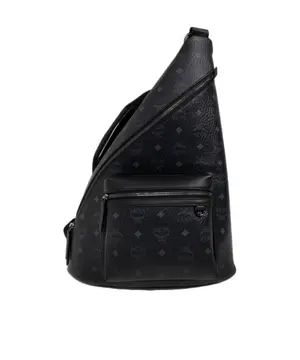 Mcm Sling Back Bag With Monogram - Black