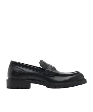 Burberry Rogue Slip-on Loafers With Equestrian Knight Design - Black