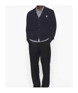 Maison Kitsuné Fox Head V-neck Cardigan - Navy