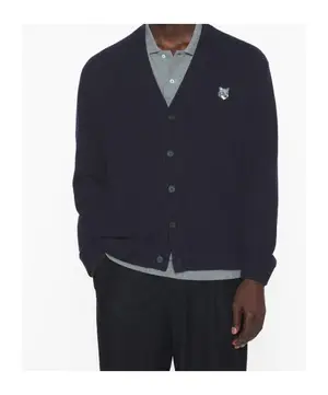 Maison Kitsuné Fox Head V-neck Cardigan - Navy