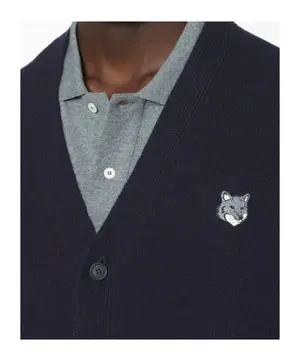 Maison Kitsuné Fox Head V-neck Cardigan - Navy