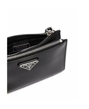 Prada Logo Plaque Zip-up Wallet