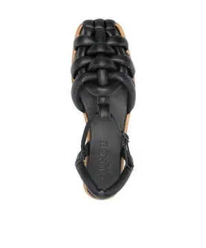 Hereu Square Toe Woven Flat Sandals - Black
