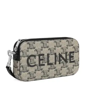 Celine Horizontal Pouch In Triomphe Canvas With Print
