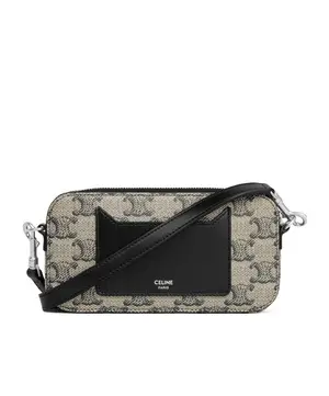 Celine Horizontal Pouch In Triomphe Canvas With Print