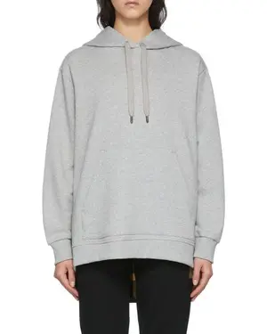 Burberry Checked Panel Oversized Hoodie - Gray