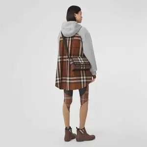 Burberry Checked Panel Oversized Hoodie - Gray