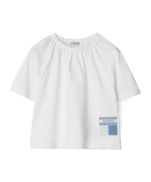Burberry Gathered Cotton T-shirt With Logo Patch