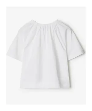 Burberry Gathered Cotton T-shirt With Logo Patch