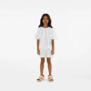 Burberry Gathered Cotton T-shirt With Logo Patch