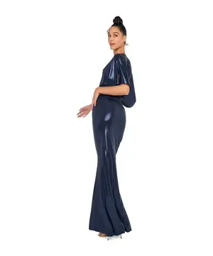 Norma Kamali Obie" Dress Short Sleeve, Slit Neckline