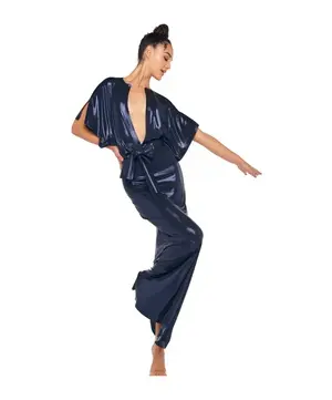 Norma Kamali Obie" Dress Short Sleeve, Slit Neckline