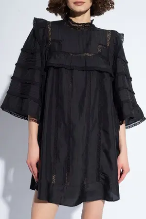 Isabel Marant Étoile Pintuck Lace-panel Silk Dress