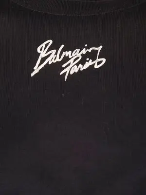 Balmain Logo Embroidered Cropped T-shirt