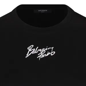 Balmain Logo Embroidered Cropped T-shirt