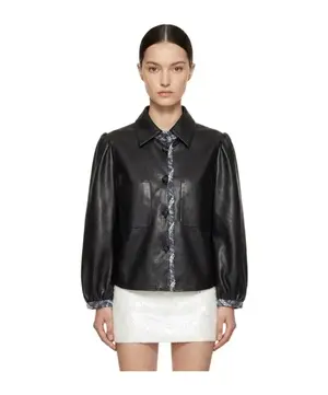 Marissa Chiara Long-sleeved Leather Jacket With Lace-up Detail