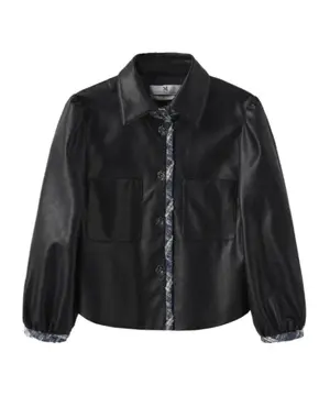 Marissa Chiara Long-sleeved Leather Jacket With Lace-up Detail