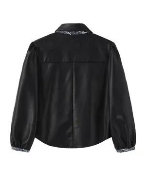 Marissa Chiara Long-sleeved Leather Jacket With Lace-up Detail
