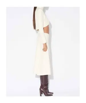 Alaïa Low Rise Mid-length Skirt With Slit Detail - Ivory