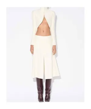 Alaïa Low Rise Mid-length Skirt With Slit Detail