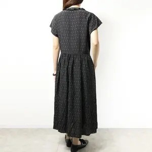 Celine Striped Dress With Ruffled Neckline