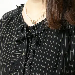 Celine Striped Dress With Ruffled Neckline