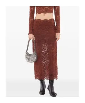 Rabanne Lace Midi Skirt - Brown