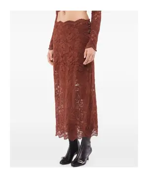 Rabanne Lace Midi Skirt - Brown