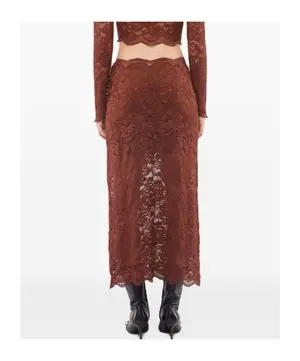 Rabanne Lace Midi Skirt - Brown