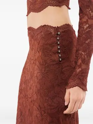 Rabanne Lace Midi Skirt - Brown