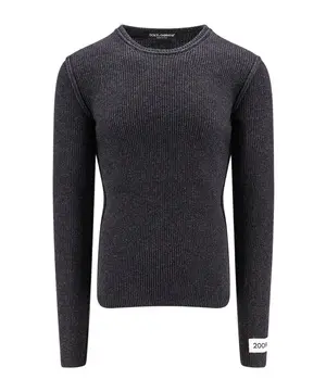 Dolce & Gabbana Logo Plaque Crewneck Knitted Jumper - Black