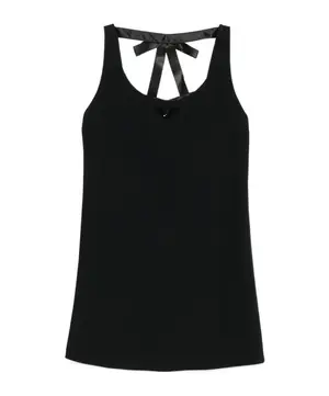 Prada Logo Plaque Sleeveless Mini Dress - Black