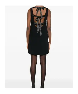 Prada Logo Plaque Sleeveless Mini Dress - Black