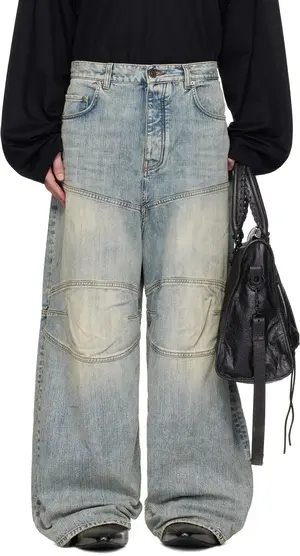 Balenciaga Wide-leg Distressed Jeans - Light Blue