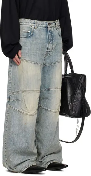 Balenciaga Wide-leg Distressed Jeans - Light Blue