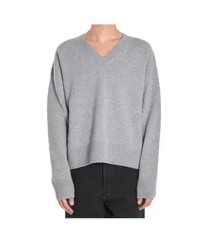 AMI Paris V-neck Knitted Jumper - Gray
