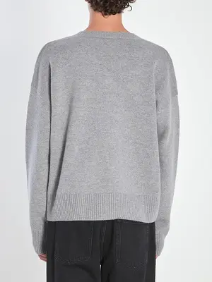 AMI Paris V-neck Knitted Jumper - Gray