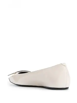 ROGER VIVIER Trompette Buckle Ballerina Flats - Cream