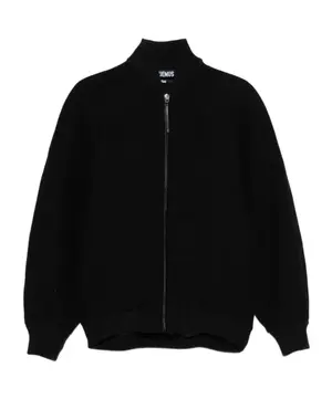 Jacquemus Long-sleeved Zip-up Jacket With Elasticated Cuffs And Hem - Black