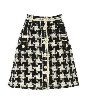Valentino Garavani Embellished Button Detail Tweed Mini Skirt