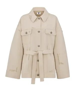Dior Oversized Belted Jacket With Embroidered Bee And Cd Signature - No